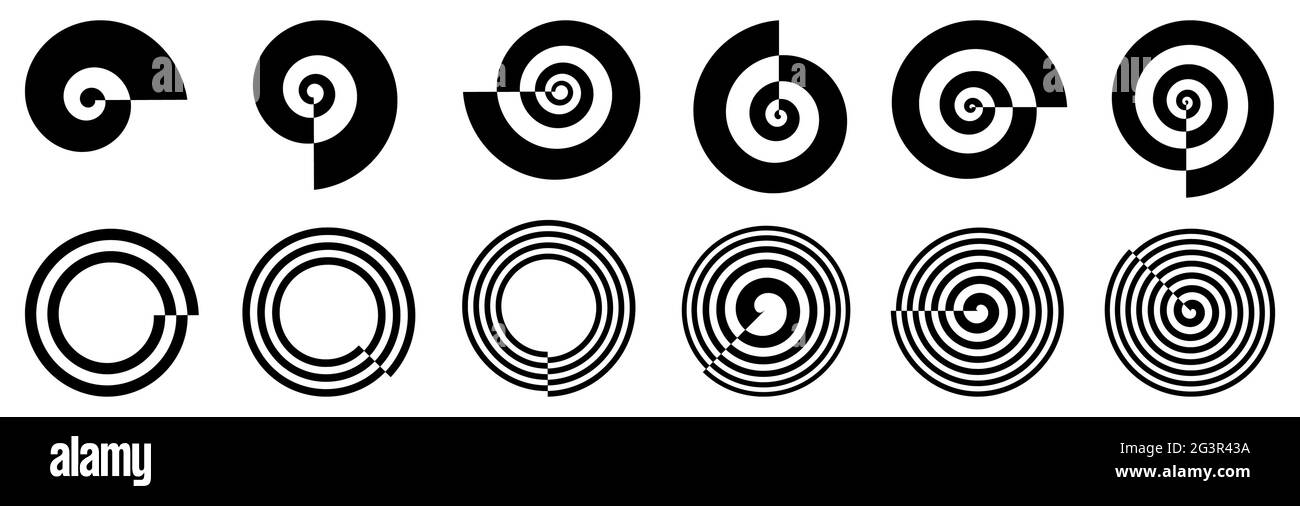 Set of spiral inspired icons / signs, shapes can be used as part of ...