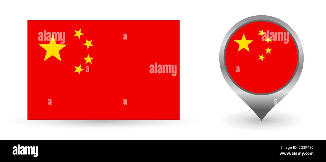 Vector flag China. Location point with flag China inside. Color symbol ...