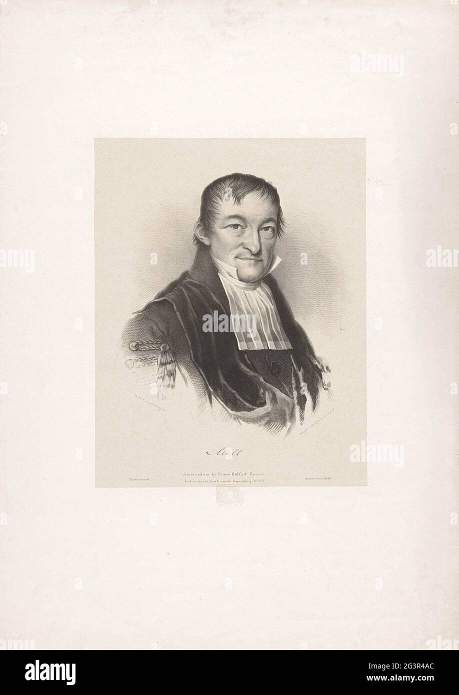 Portrait of gerrit moll. The portrait carries a gown and a white beF ...