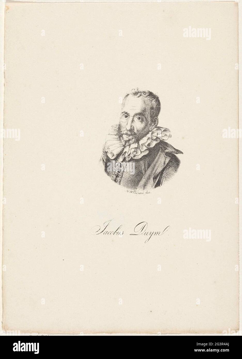 Portrait of Jacob Duym. The portrait carries a folding collar. His name ...