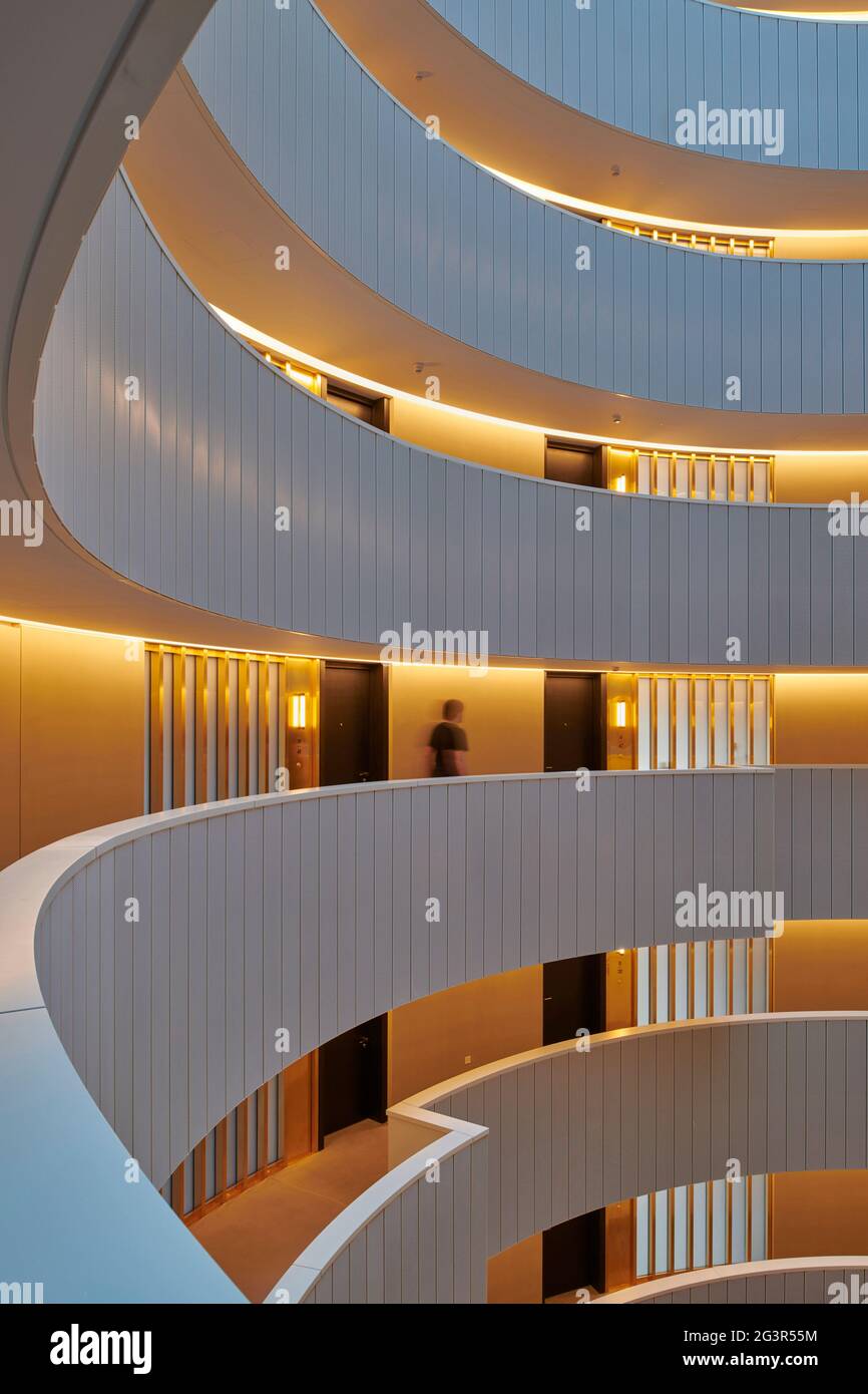 Large Atrium interior view. Gasholders London, London, United Kingdom ...