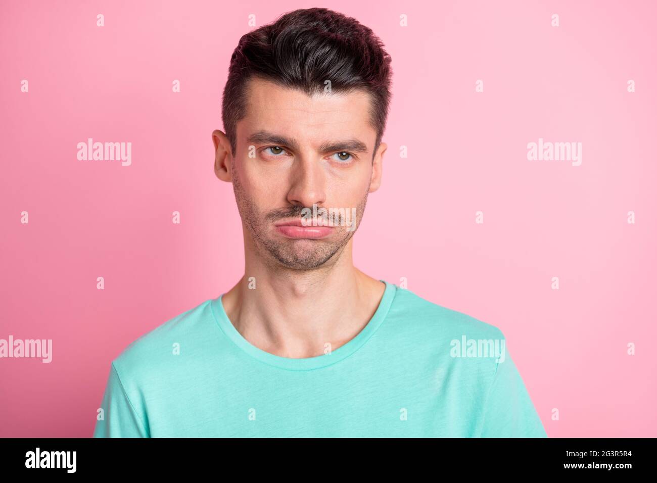 Photo of young unhappy upset sad exhausted tired sleepy man look ...