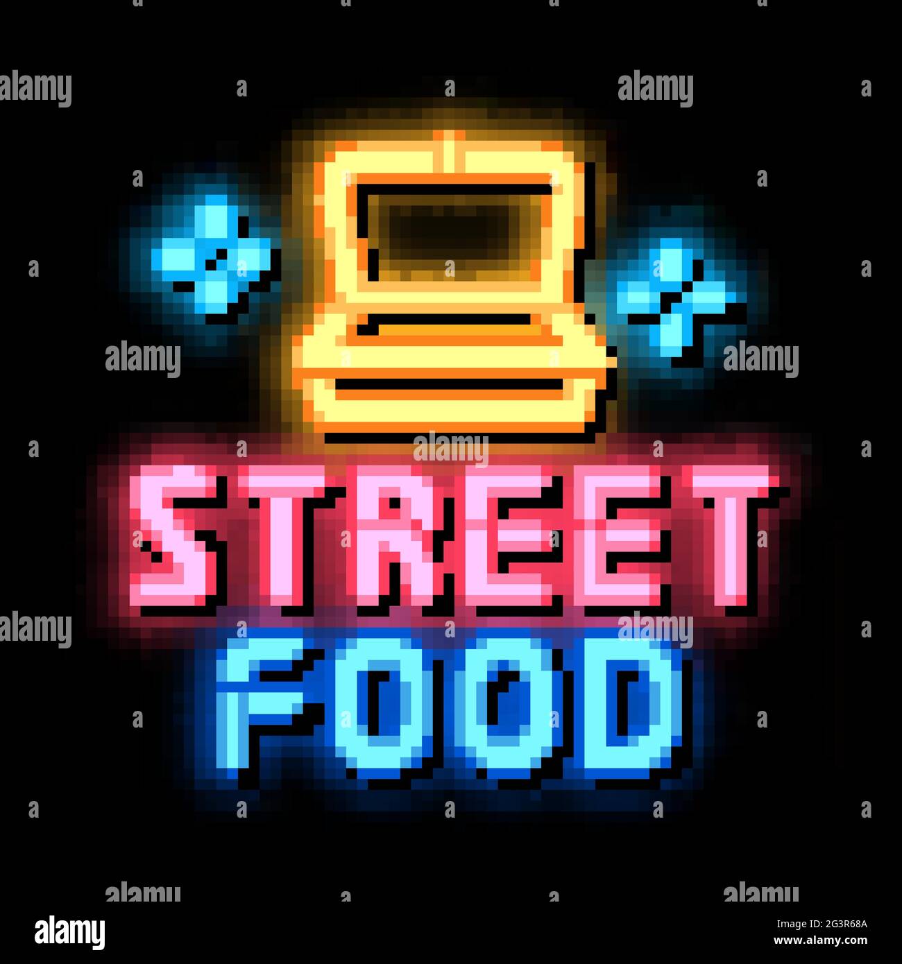 street food container neon glow icon illustration Stock Vector Image ...