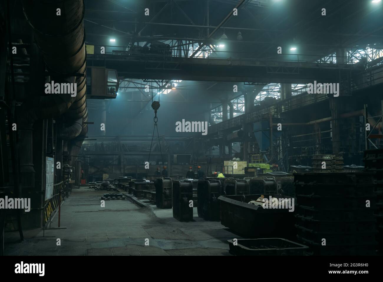 Industrial workshop or warehouse interior background. Metallurgical ...