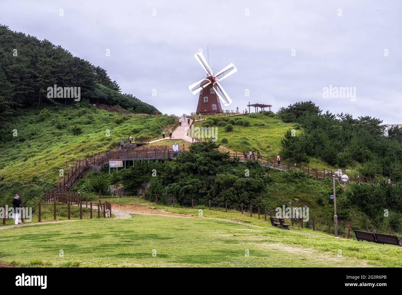 Windy hills windmill Stock Photo - Alamy