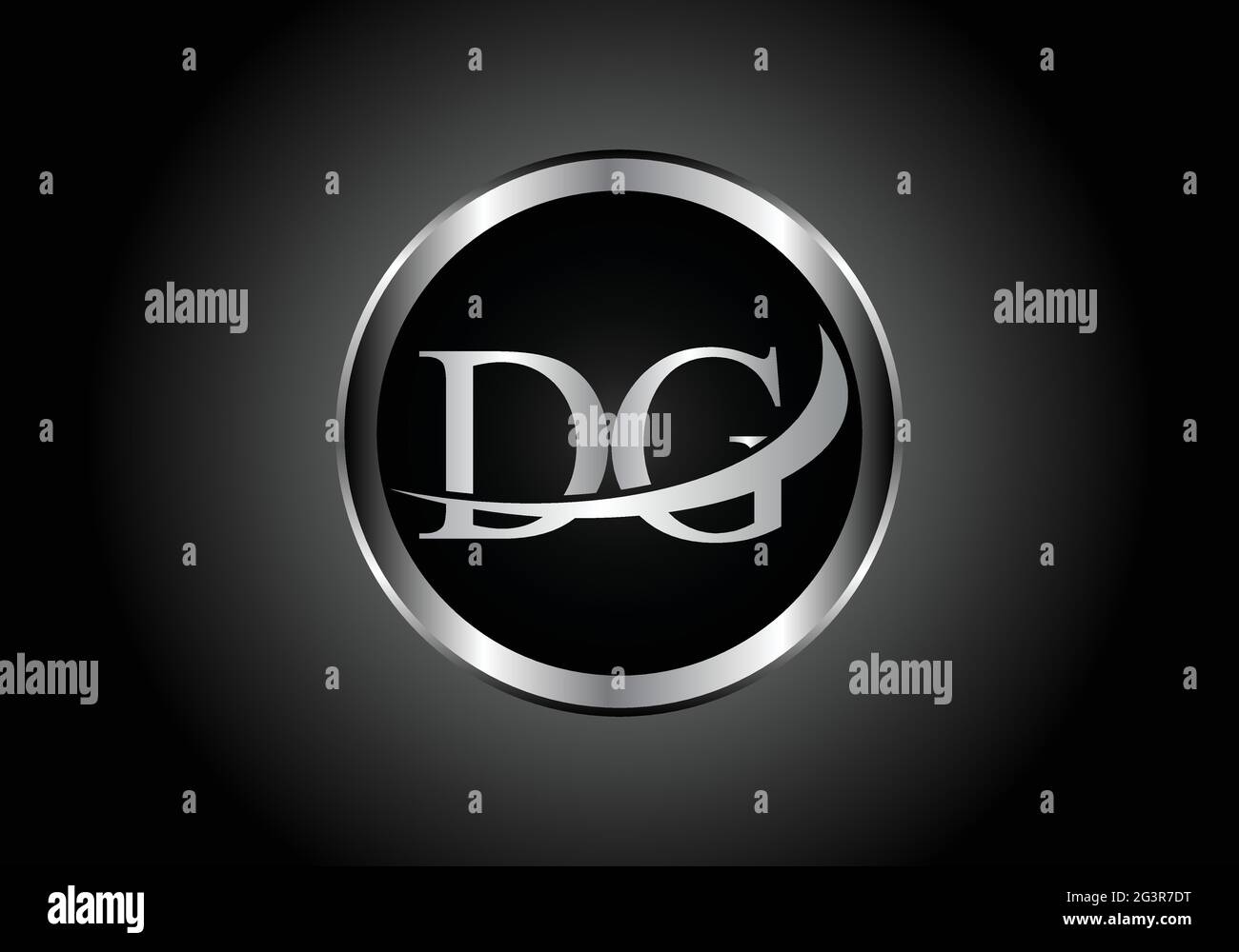 silver letter D G metal combination alphabet logo icon design with grey ...