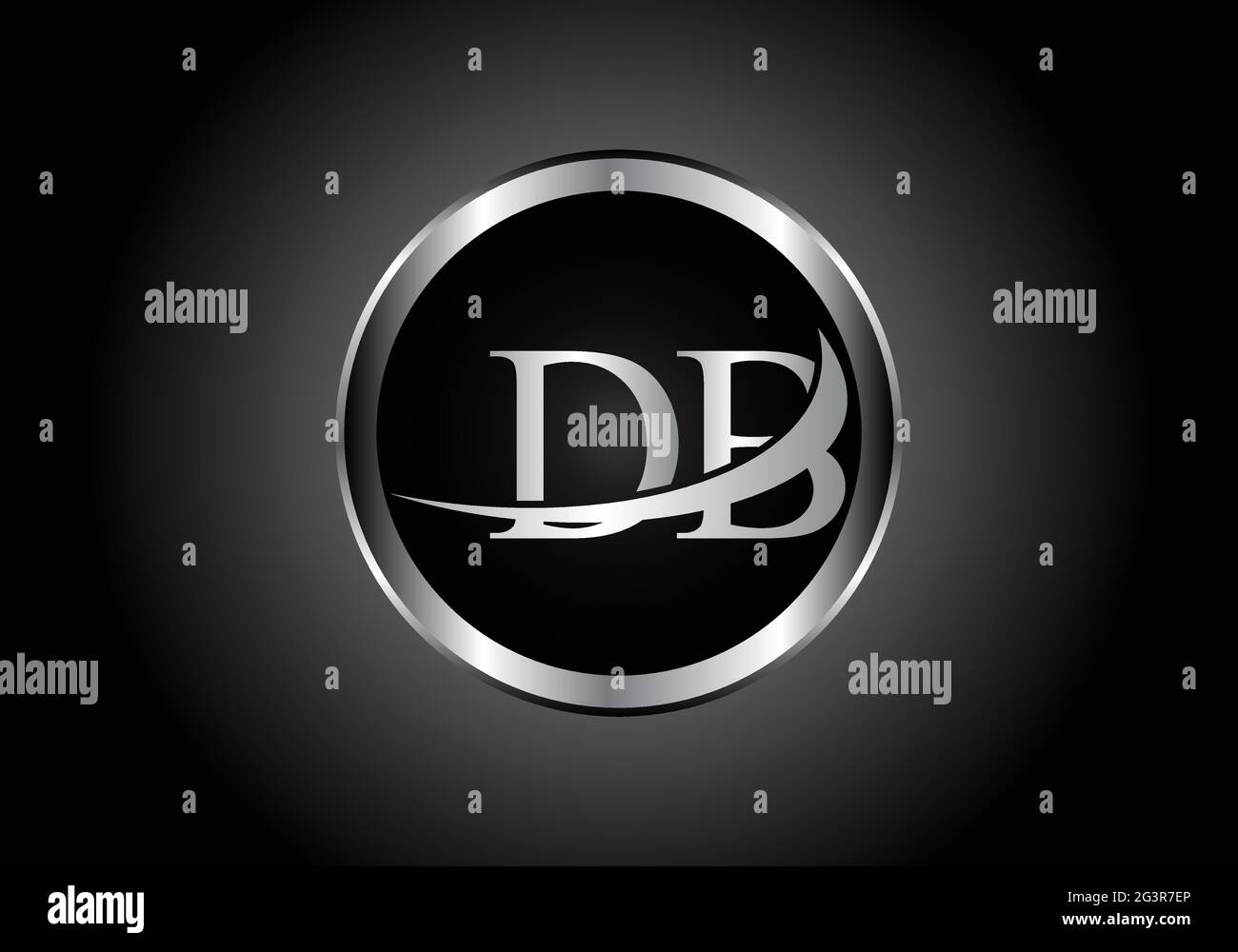 silver letter D B metal combination alphabet logo icon design with grey ...