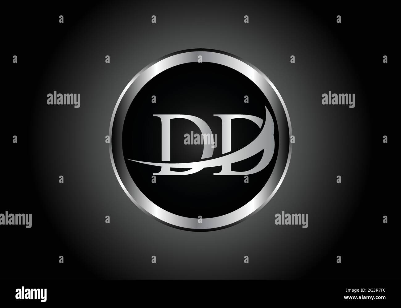 silver letter DD metal combination alphabet logo icon design with grey ...