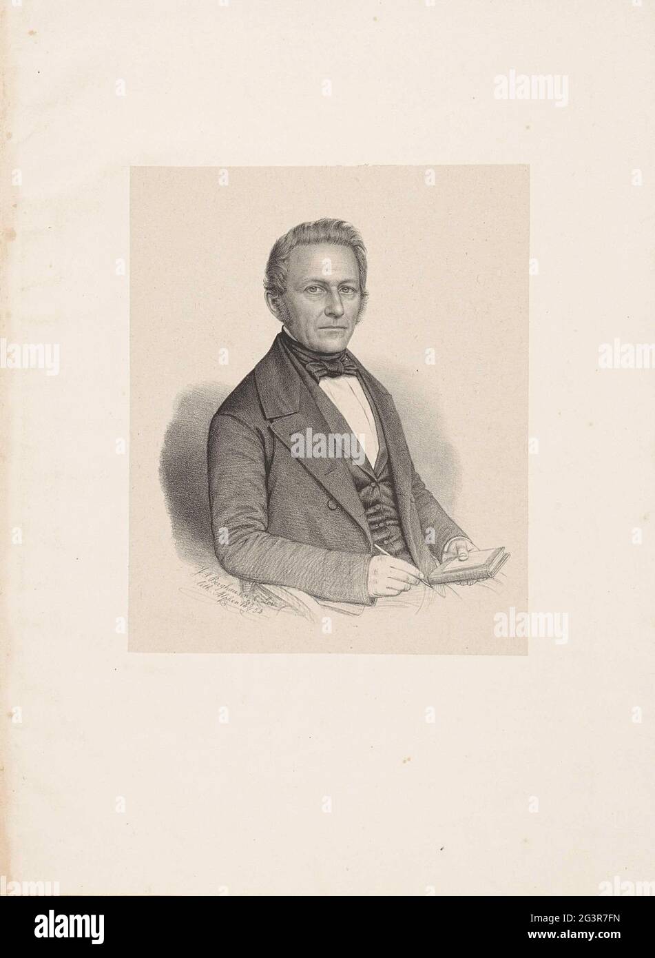 Portrait of I.M. Richelle. The person portrayed is on a chair. In his ...