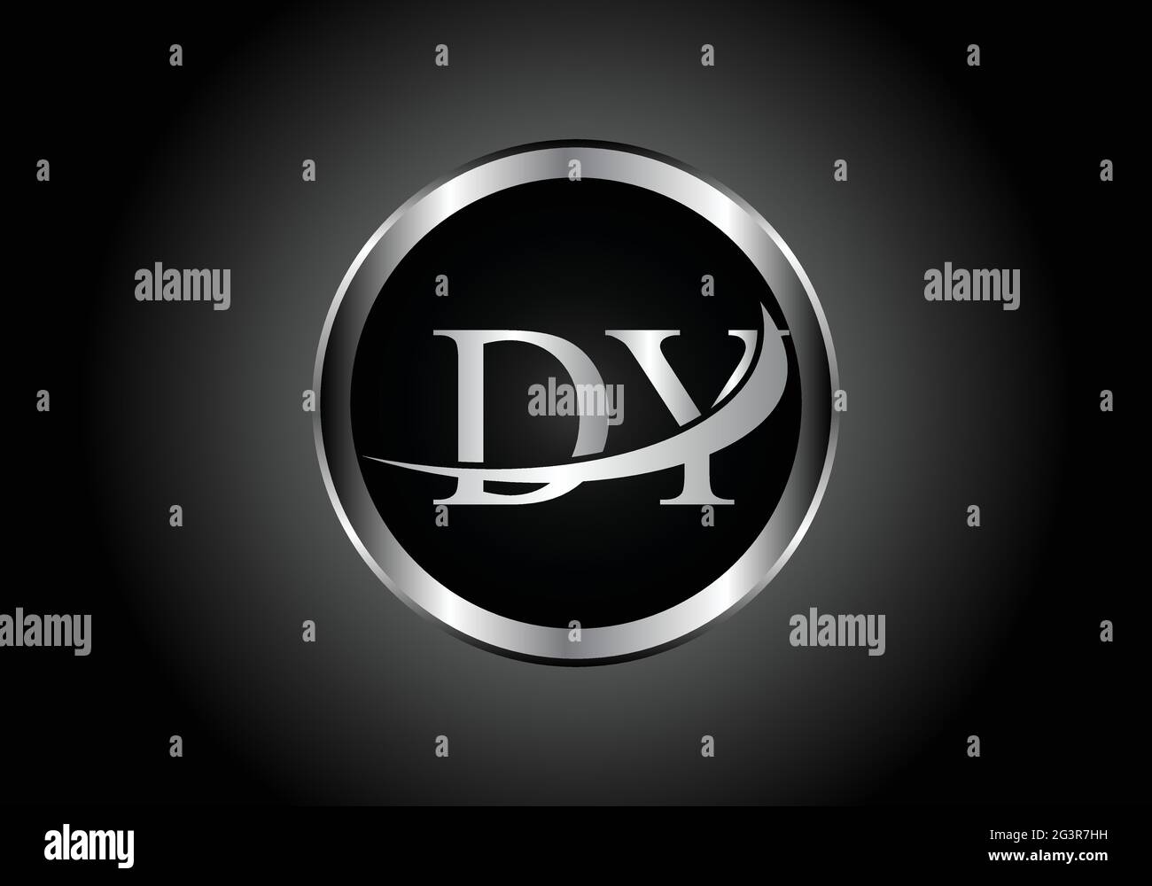 silver letter D Y metal combination alphabet logo icon design with grey ...