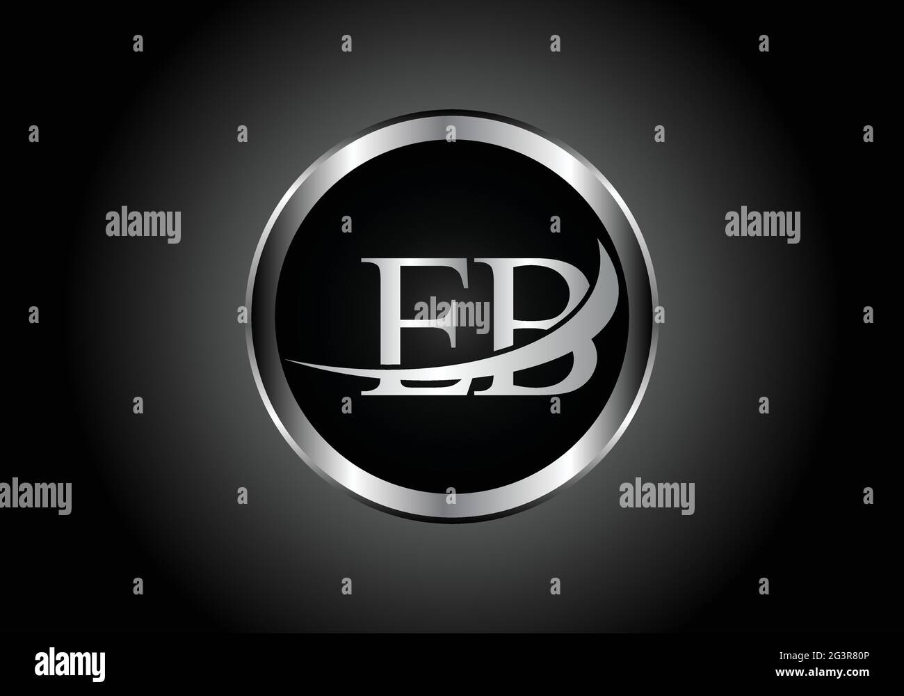silver letter EB metal combination alphabet logo icon design with grey ...