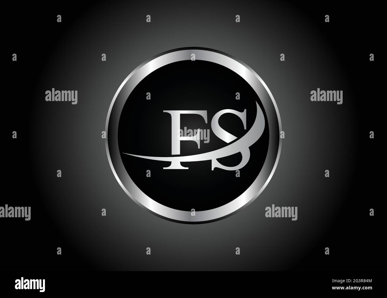 silver letter FS metal combination alphabet logo icon design with grey ...