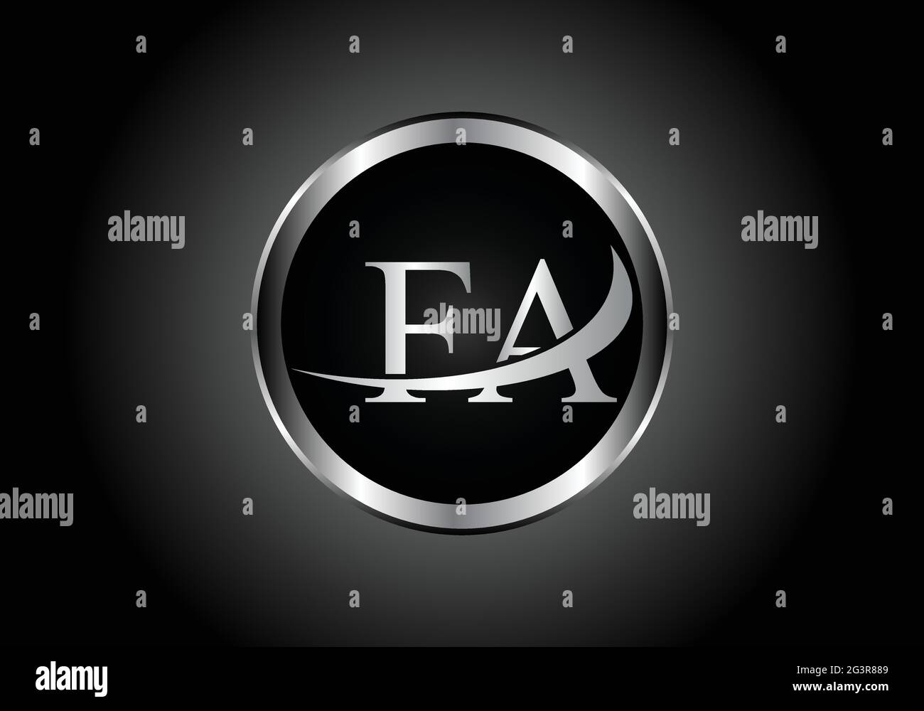 silver letter FA metal combination alphabet logo icon design with grey ...
