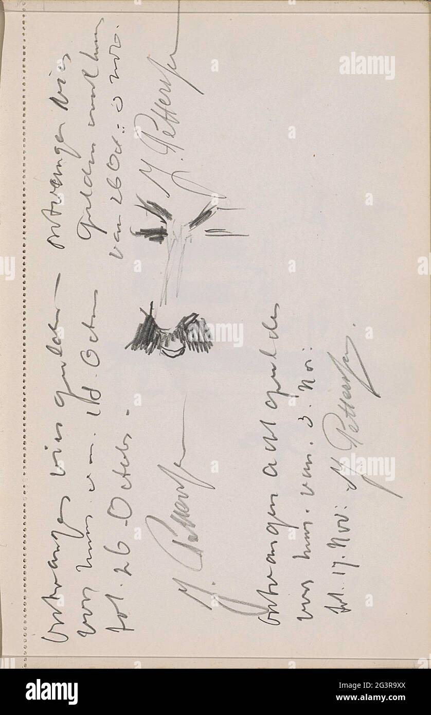 Face of a man with a mustache. Leaf 19 Recto from a sketchbook with 53 ...