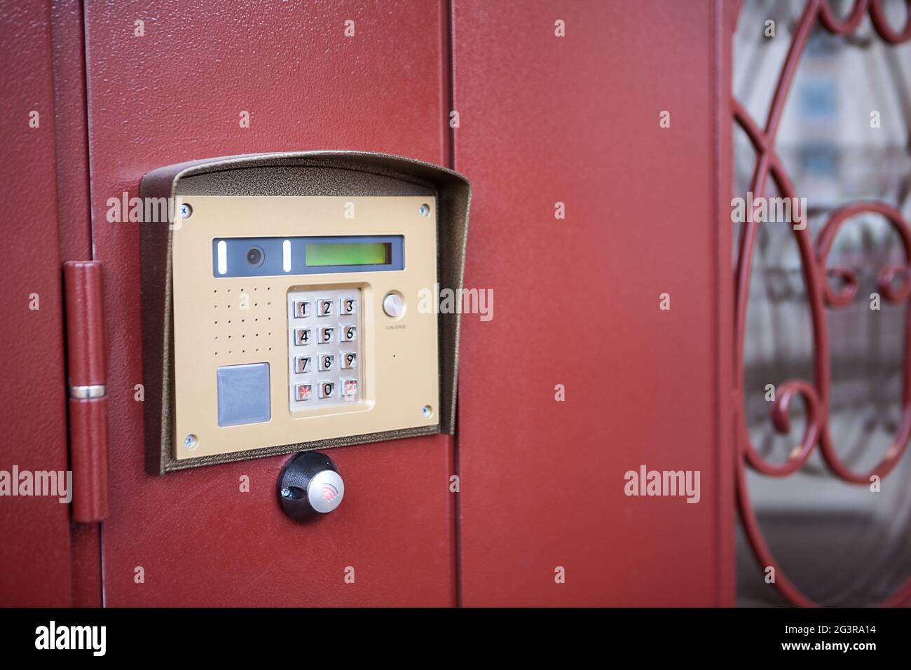Intercom on door Stock Photo - Alamy