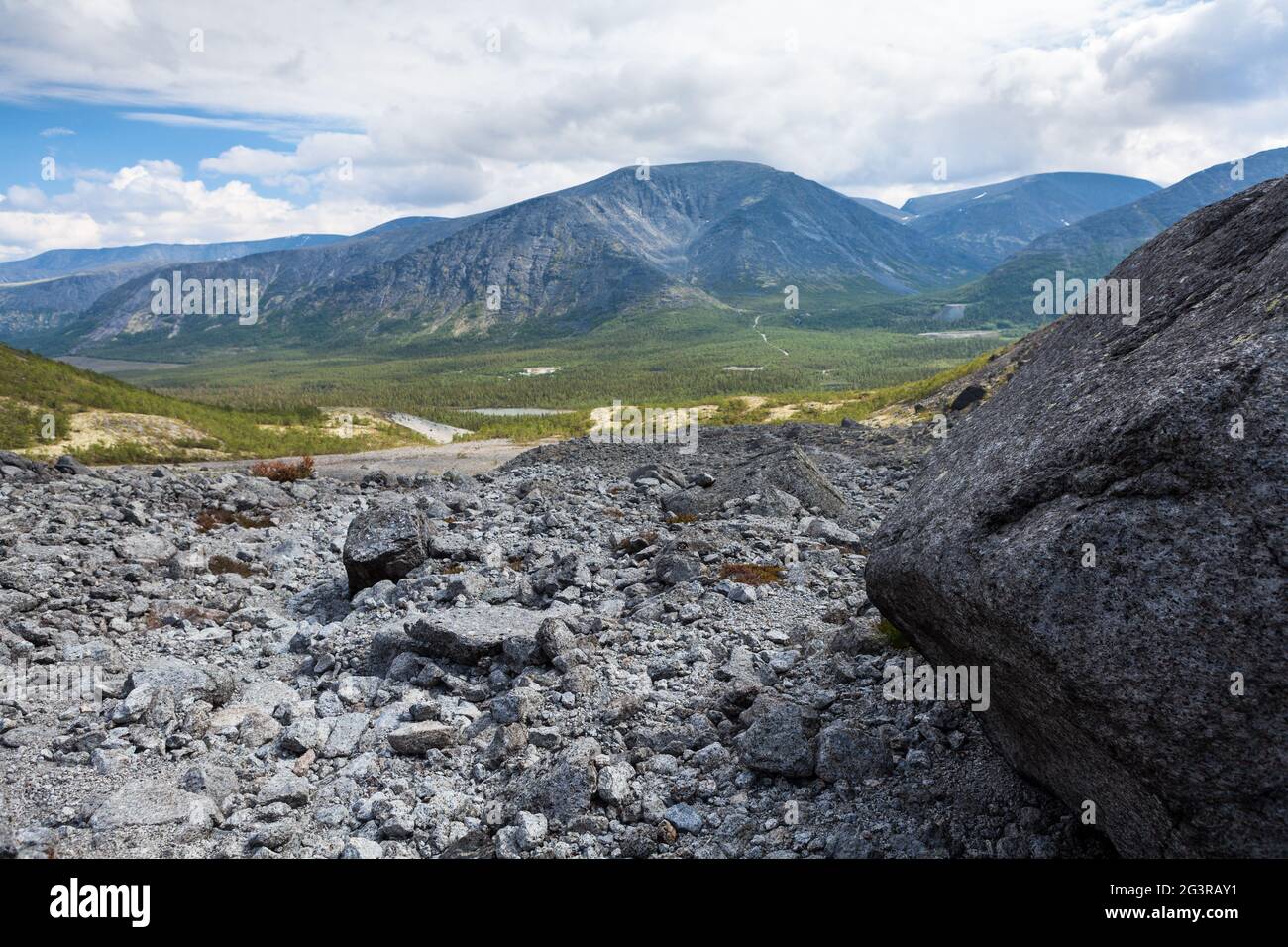 Natural quarrying of the Khibiny old mountains, stones and spalls on ...
