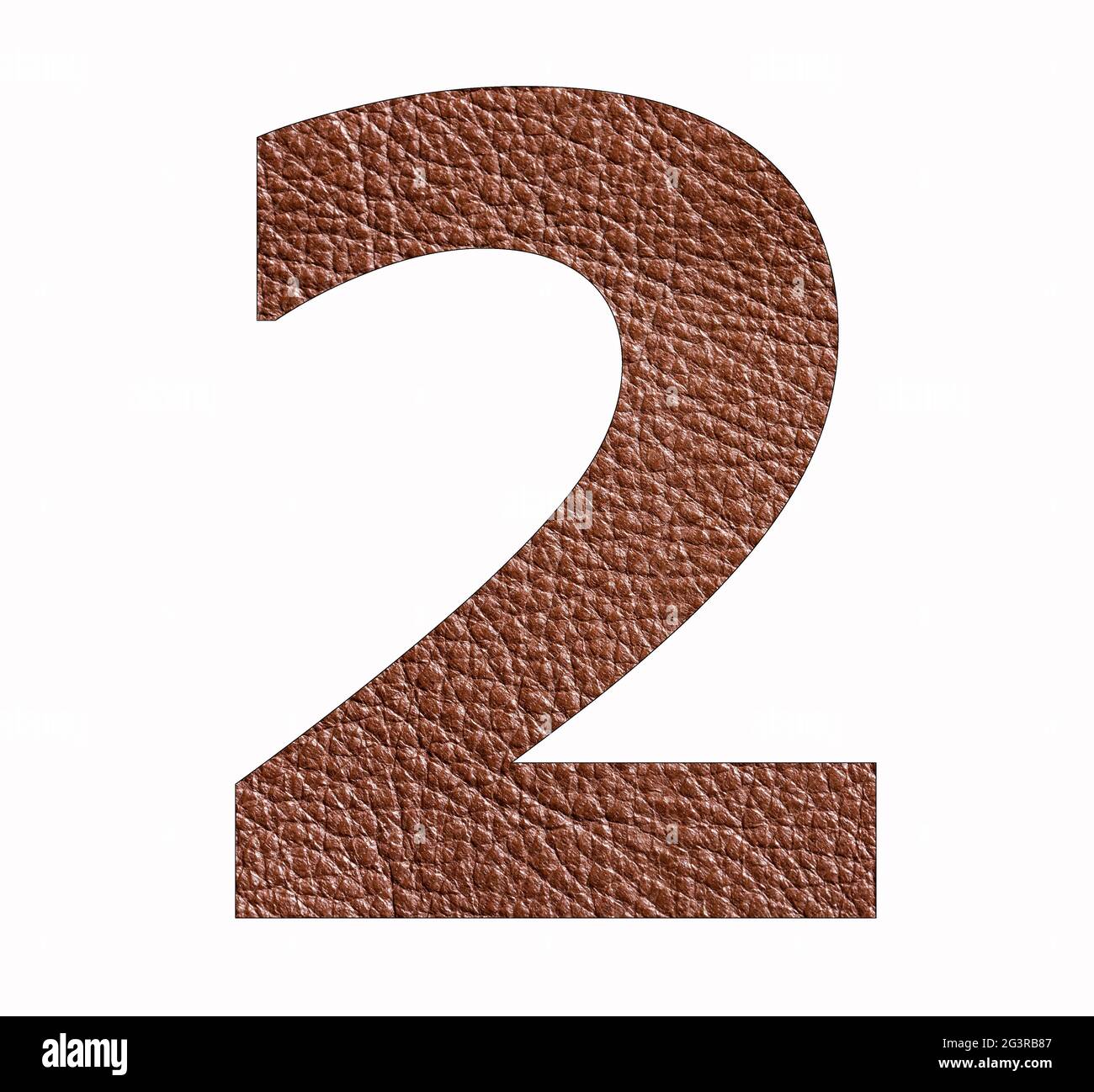 Digit number 2 - Brown leather texture background Stock Photo - Alamy