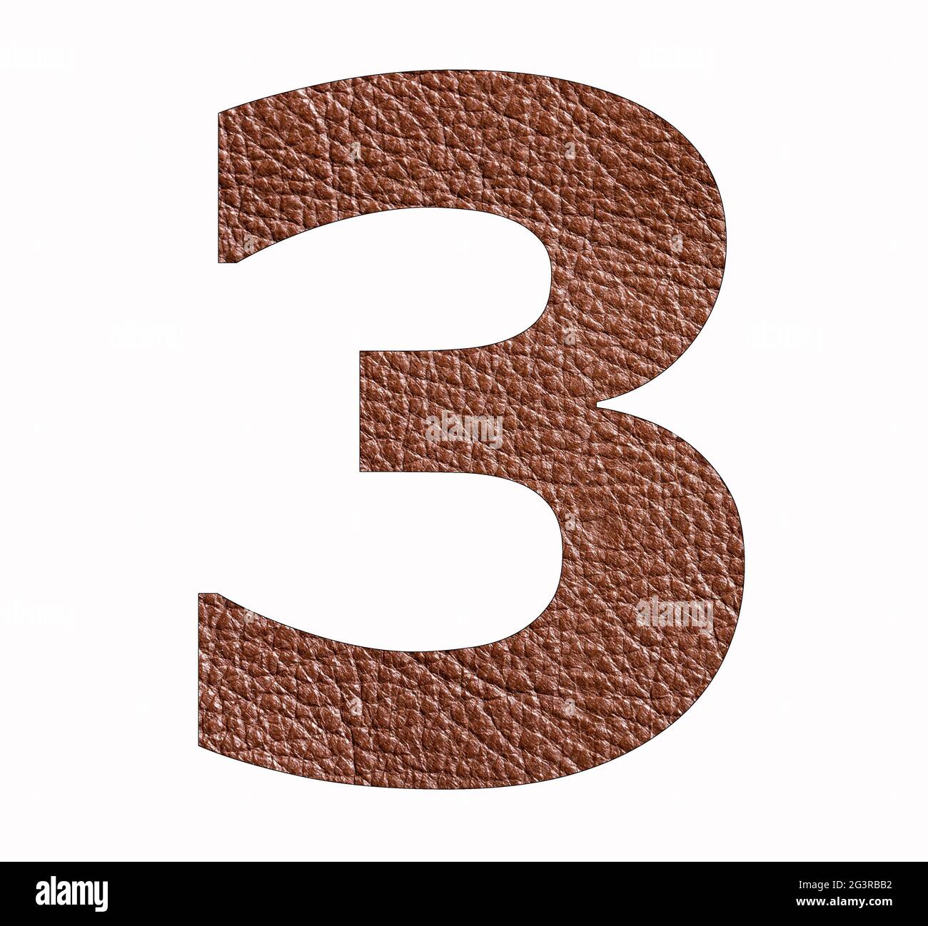 Number three (3) - Brown leather texture background Stock Photo - Alamy