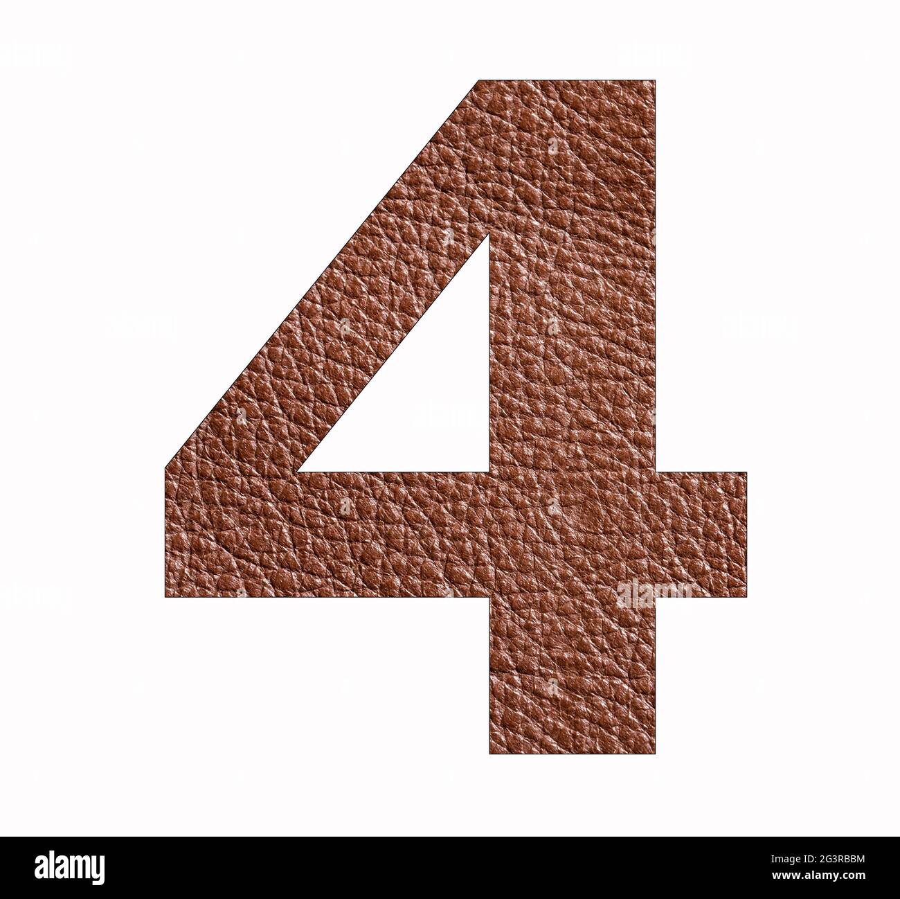 Digit number 4 - Brown leather texture background Stock Photo - Alamy
