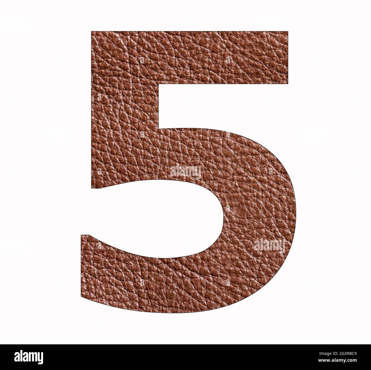 Number five (5) - Brown leather texture background Stock Photo - Alamy