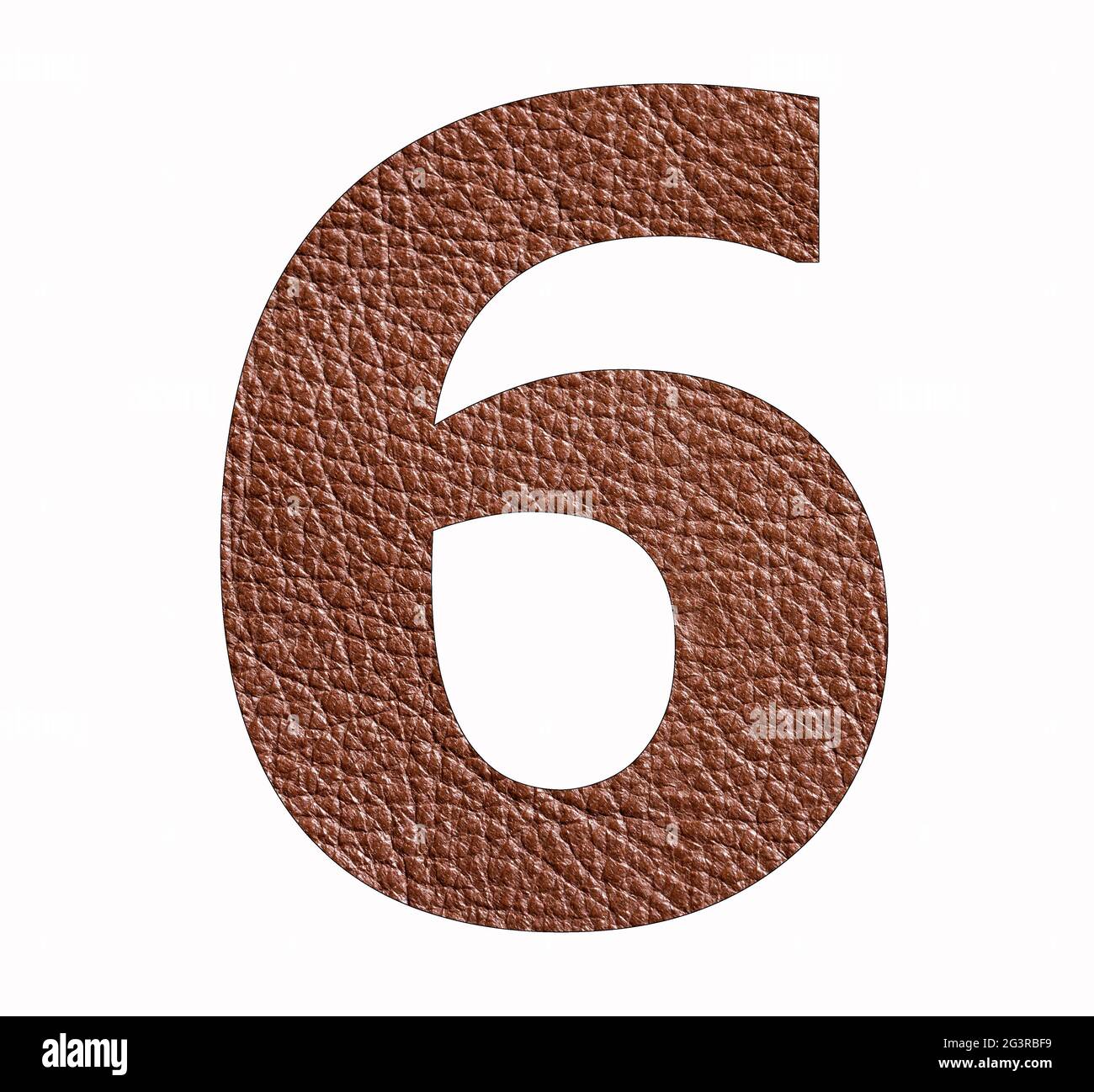 Digit number 6 - Brown leather texture background Stock Photo - Alamy
