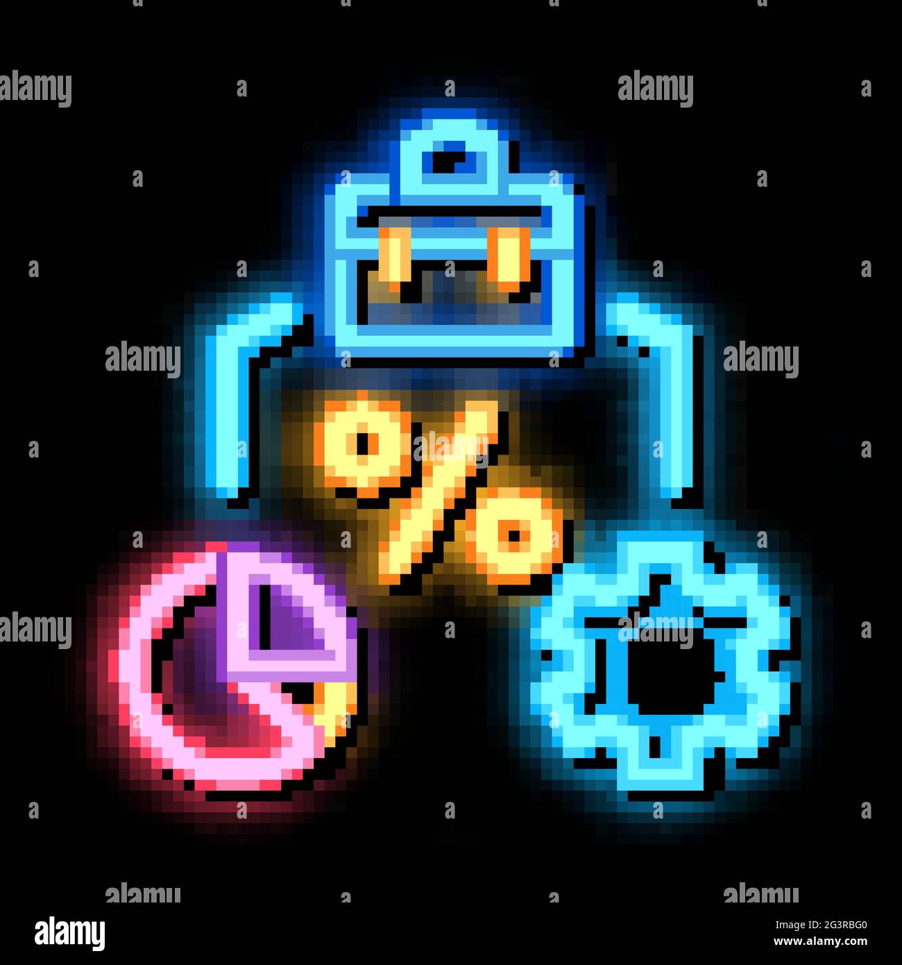 percent business case infographic and gear neon glow icon illustration ...