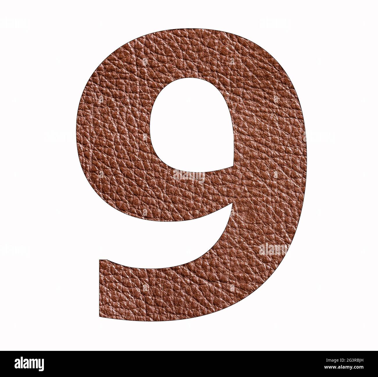 Number nine (9) - Brown leather texture background Stock Photo - Alamy