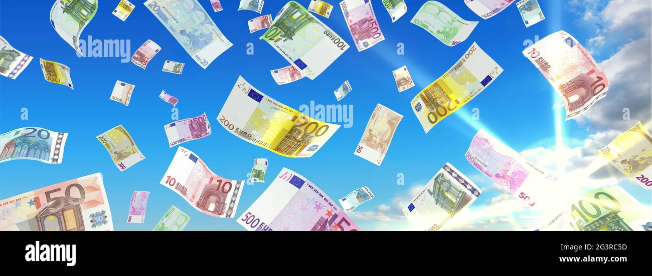 Money rain from clouds in the sunshine Stock Photo - Alamy
