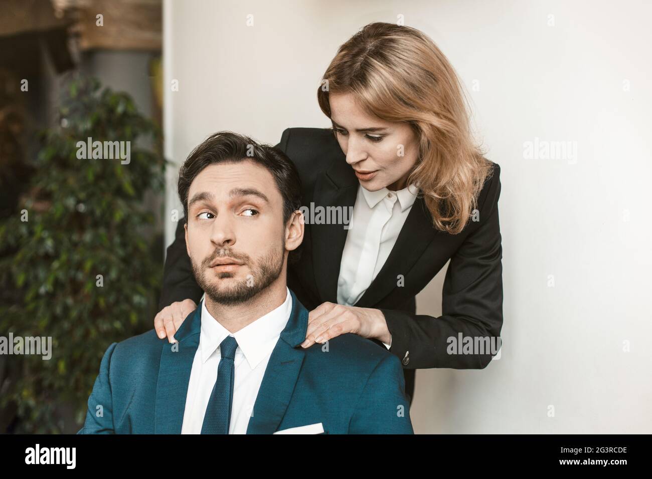 Female employee harassing male employee hi-res stock photography and ...