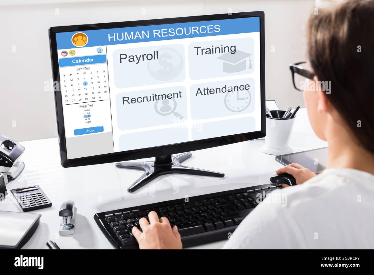 Human Resources Software On HR Manager Computer Screen Stock Photo - Alamy