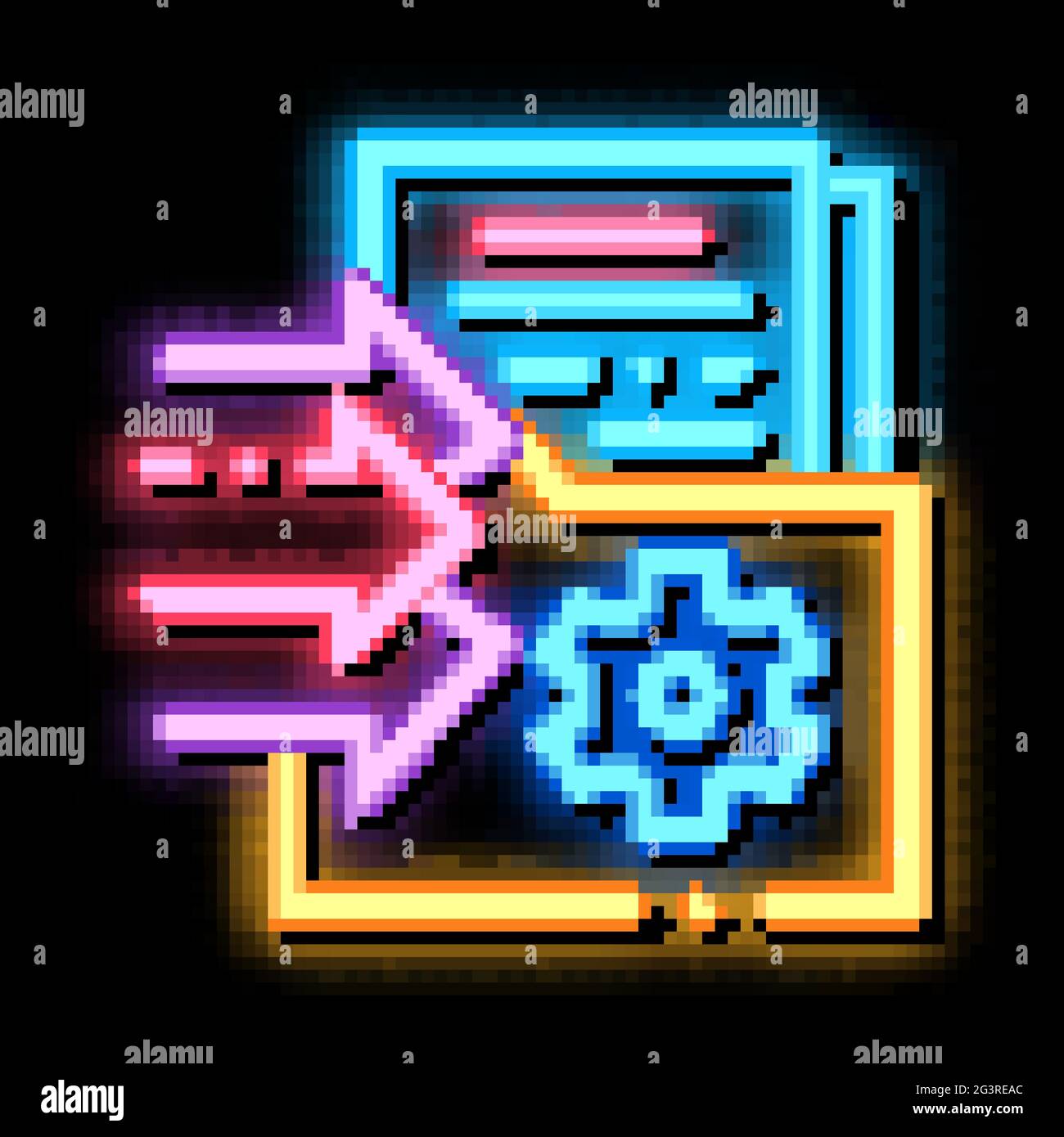 document adding in folder neon glow icon illustration Stock Vector ...