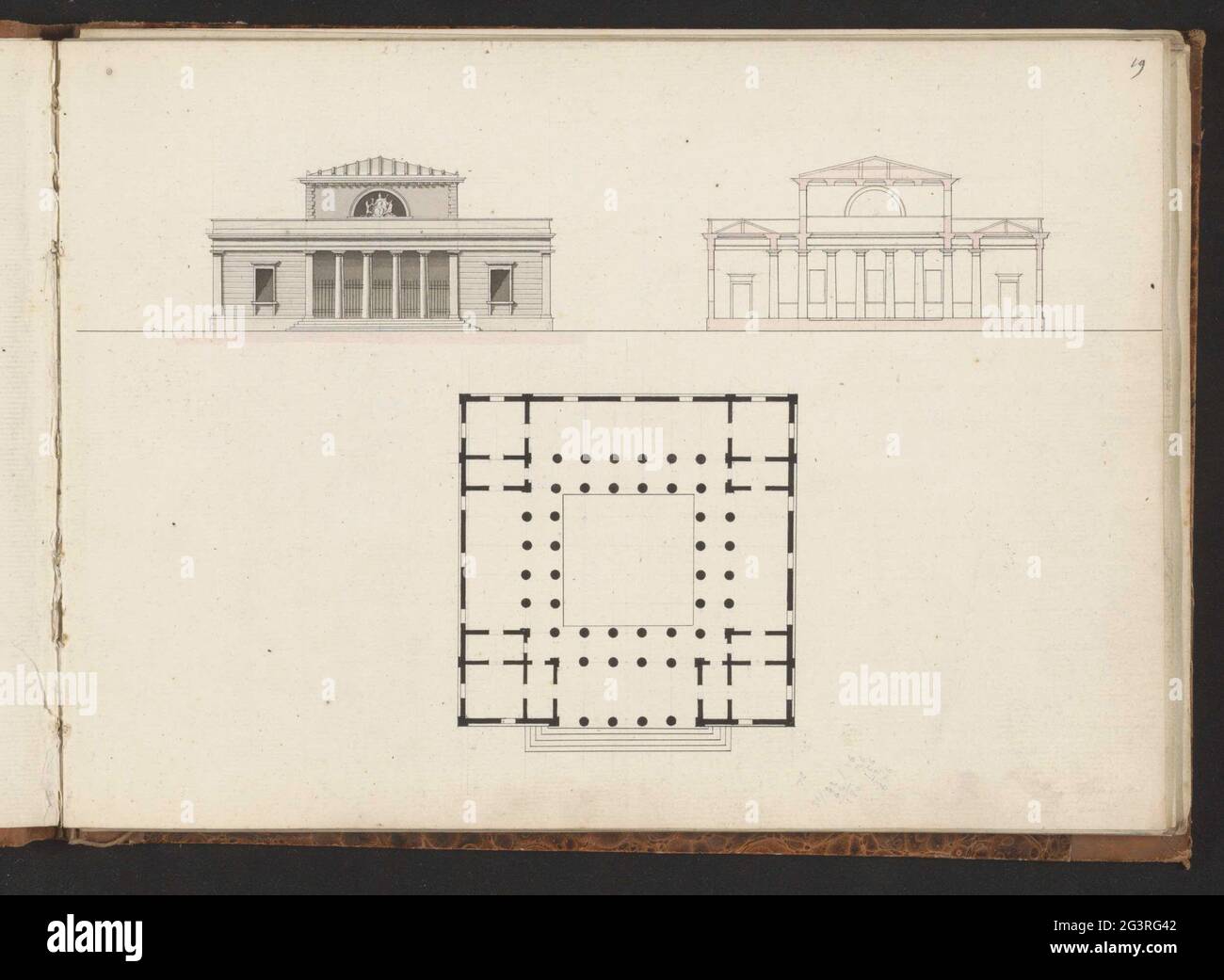 Floor plan, facade and cross-section of a villa. Page 19 From a ...