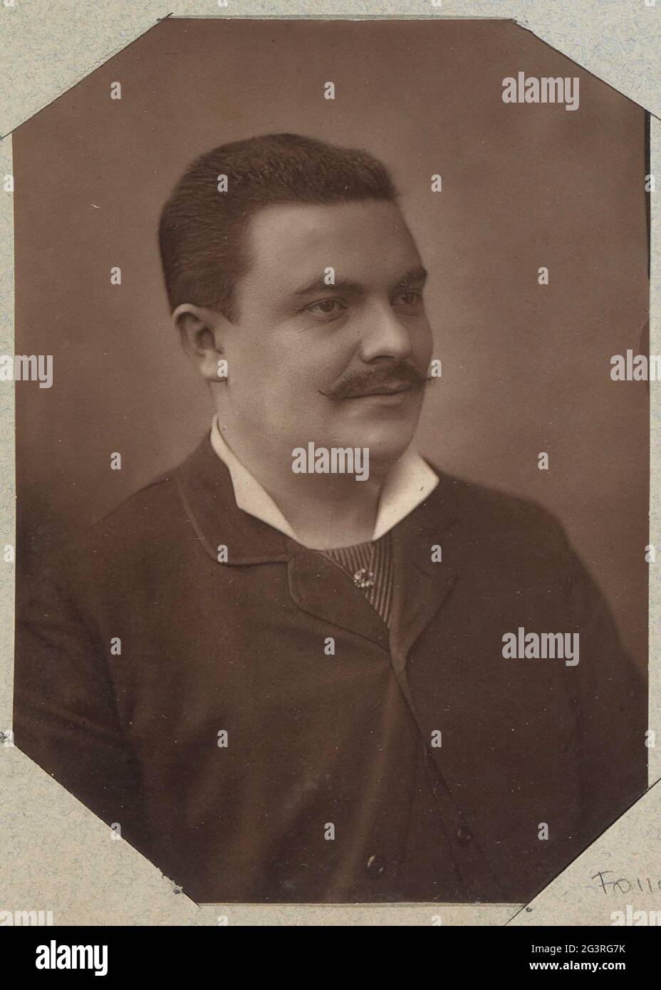 Portrait of a man with a mustache, probably a Frenchman. Part of a ...