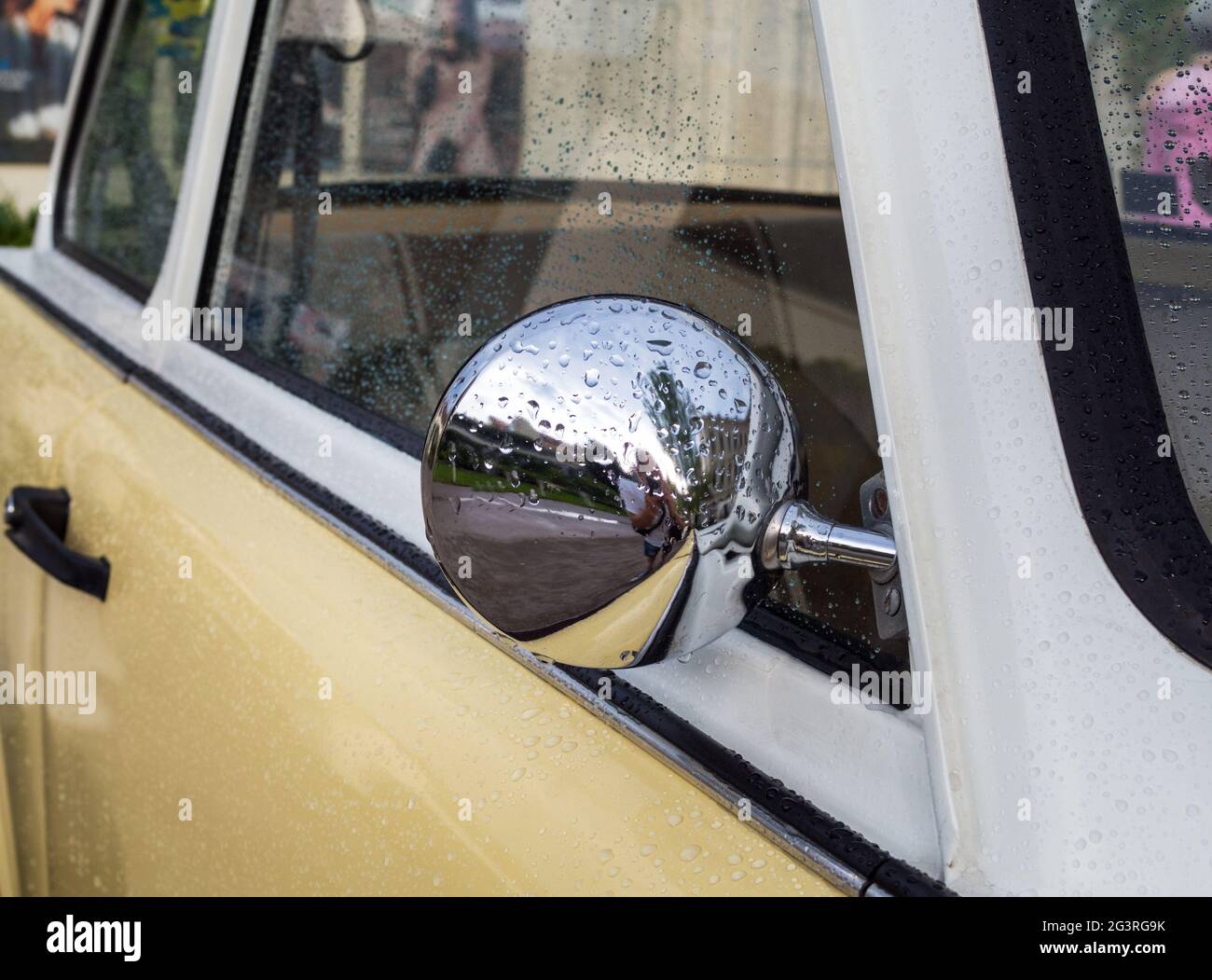 Classic car oldtimmer rear view mirror Stock Photo - Alamy