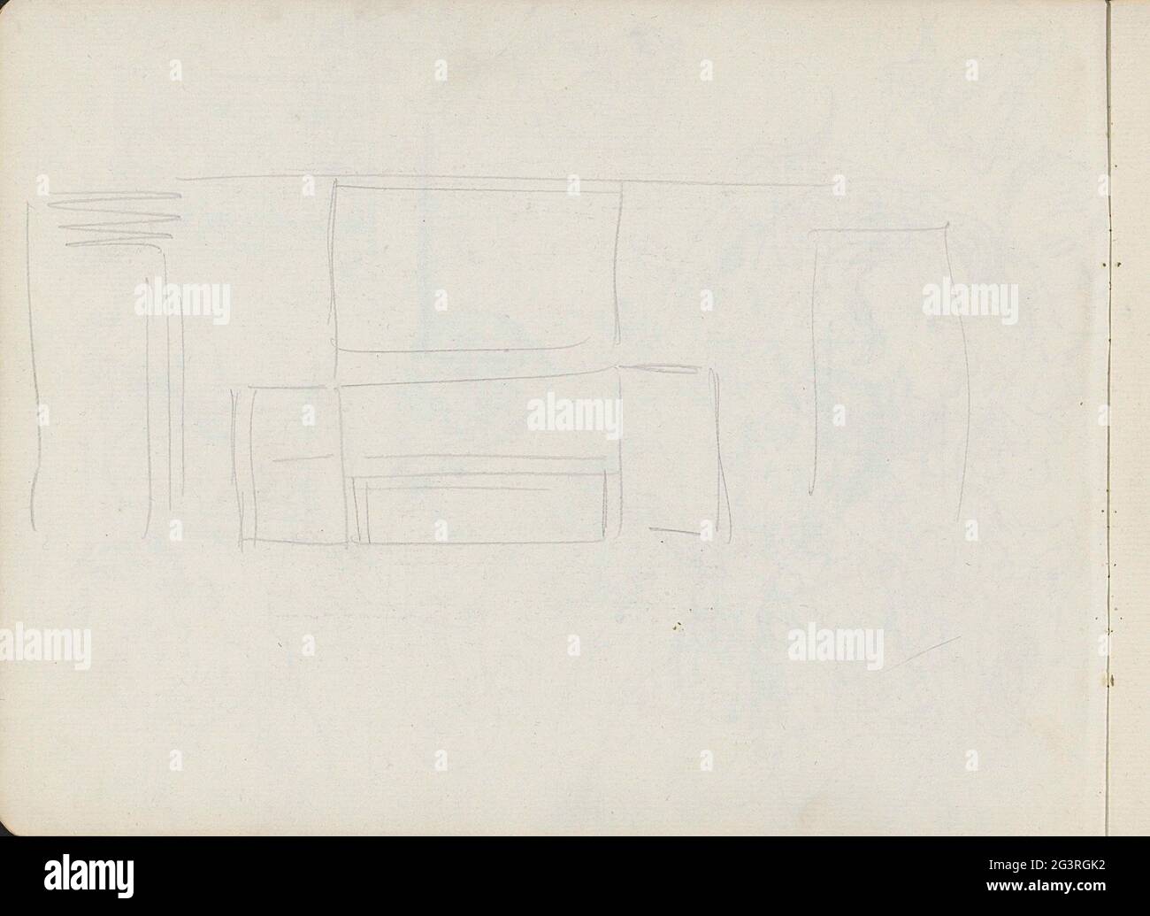 Design for a furniture, possibly a cupboard. Leaf 3 Verso from a ...