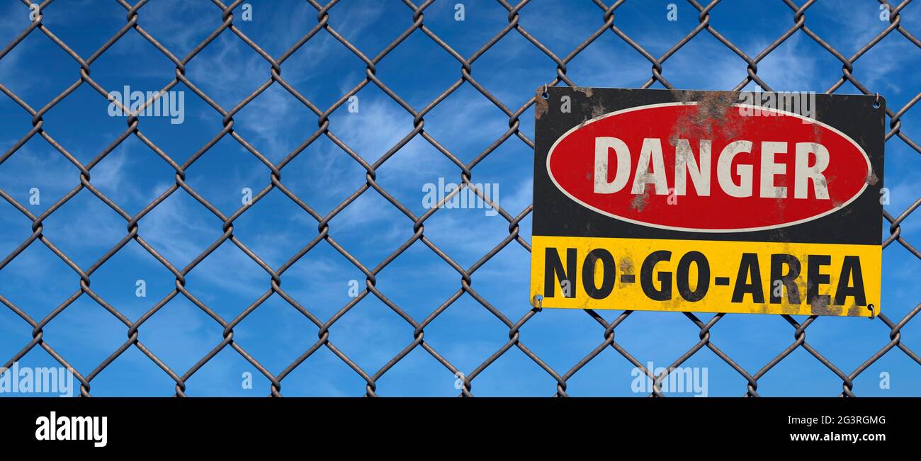 No Go Area sign on chain link fence Stock Photo - Alamy