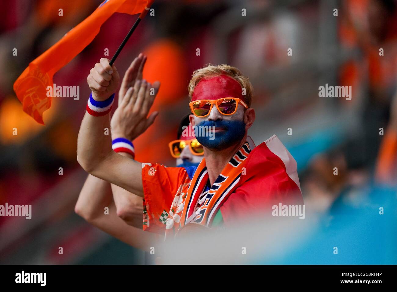 AMSTERDAM, NETHERLANDS - JUNE 17: Dutch fan during the UEFA Euro 2020 ...