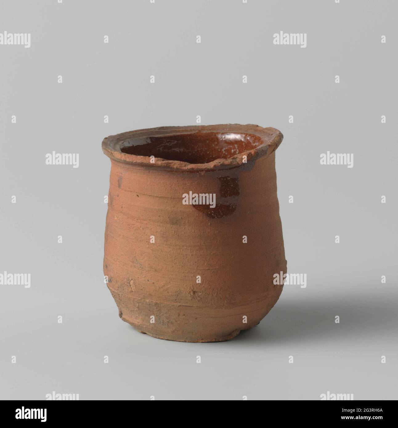 Earthenware ointment pot. Monastery ointment pot of red pottery. Inside ...