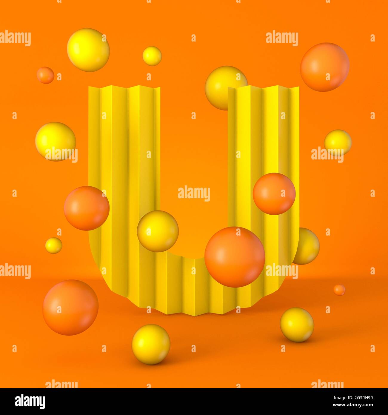 Warm minimal yellow sparkling font Letter U 3D Stock Photo - Alamy