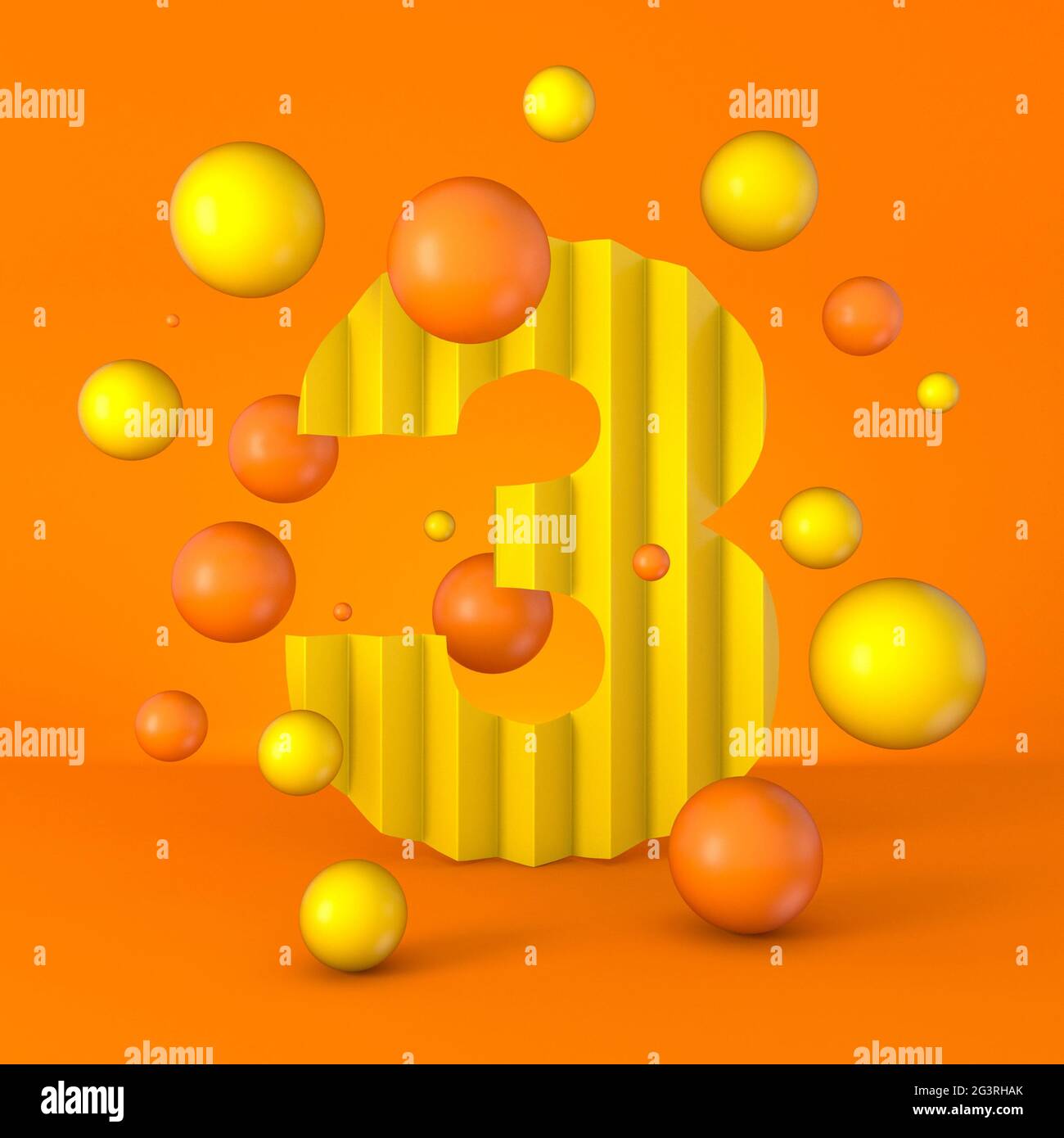 Warm minimal yellow sparkling font Number 3 THREE 3D Stock Photo - Alamy