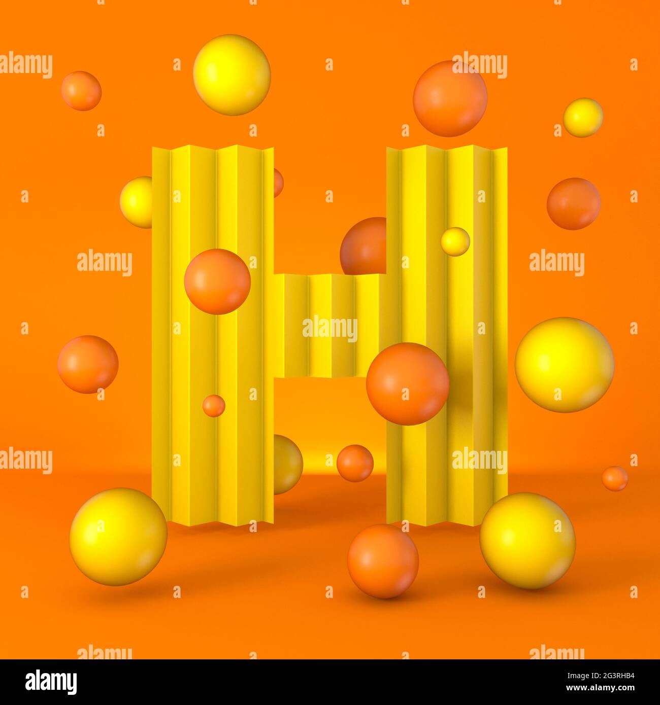 Warm minimal yellow sparkling font Letter H 3D Stock Photo - Alamy
