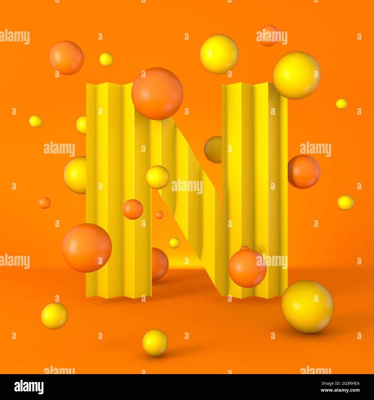 Warm minimal yellow sparkling font Letter N 3D Stock Photo - Alamy