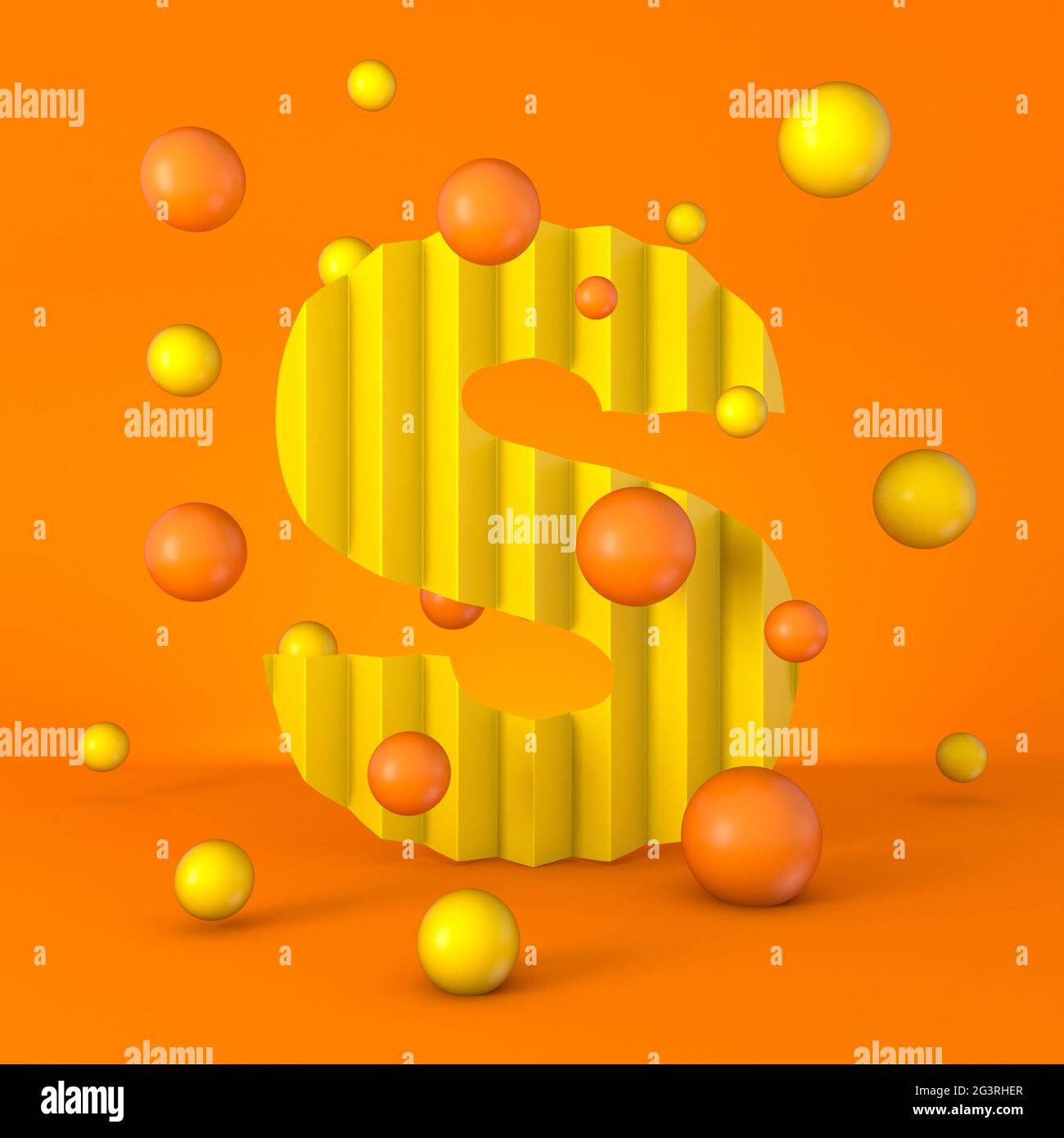 Warm minimal yellow sparkling font Letter S 3D Stock Photo - Alamy