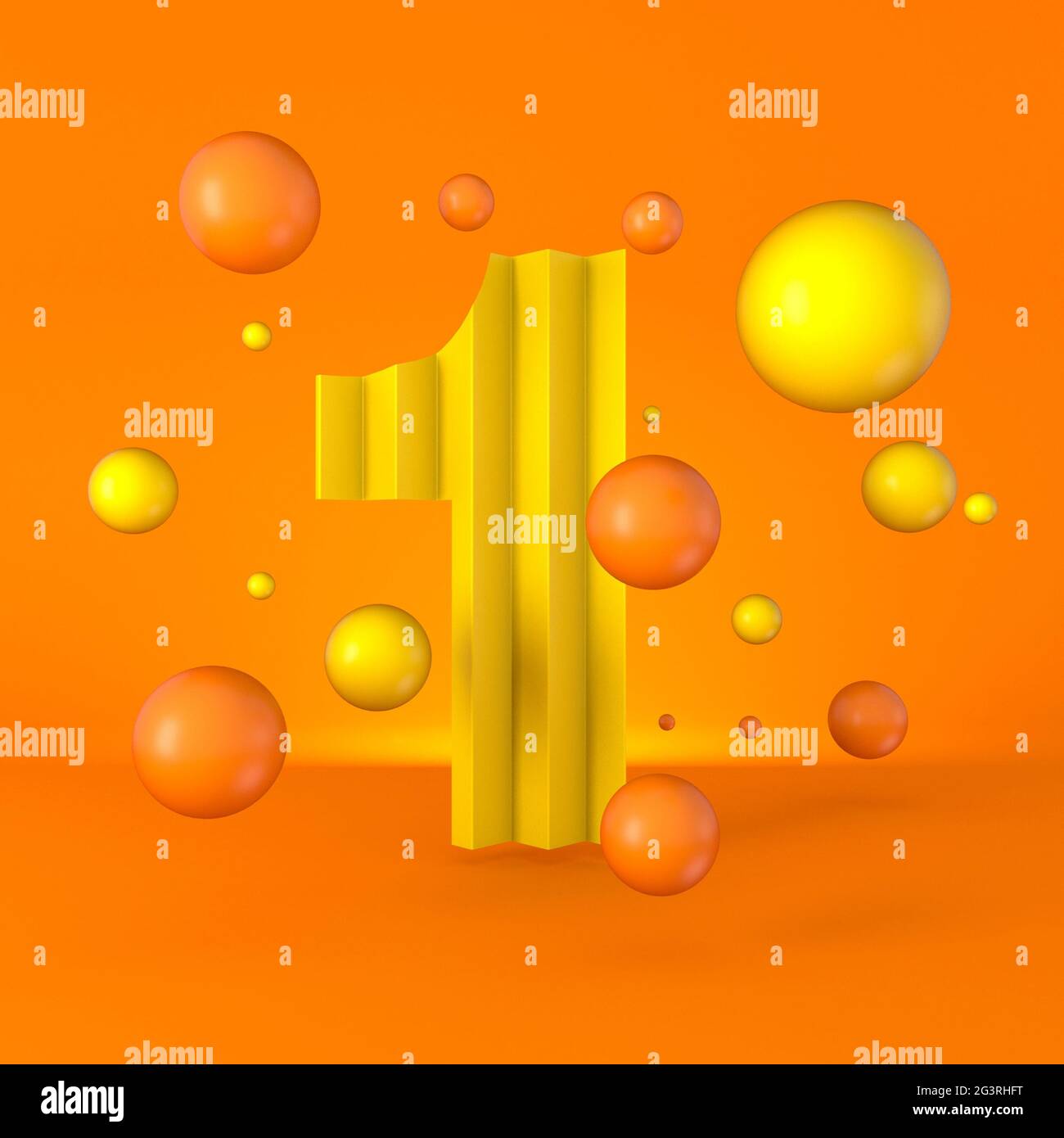 Warm minimal yellow sparkling font Number 1 ONE 3D Stock Photo - Alamy