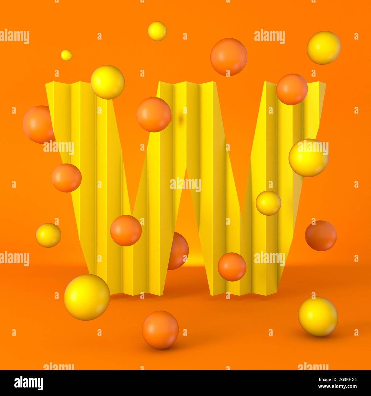 Warm minimal yellow sparkling font Letter W 3D Stock Photo - Alamy