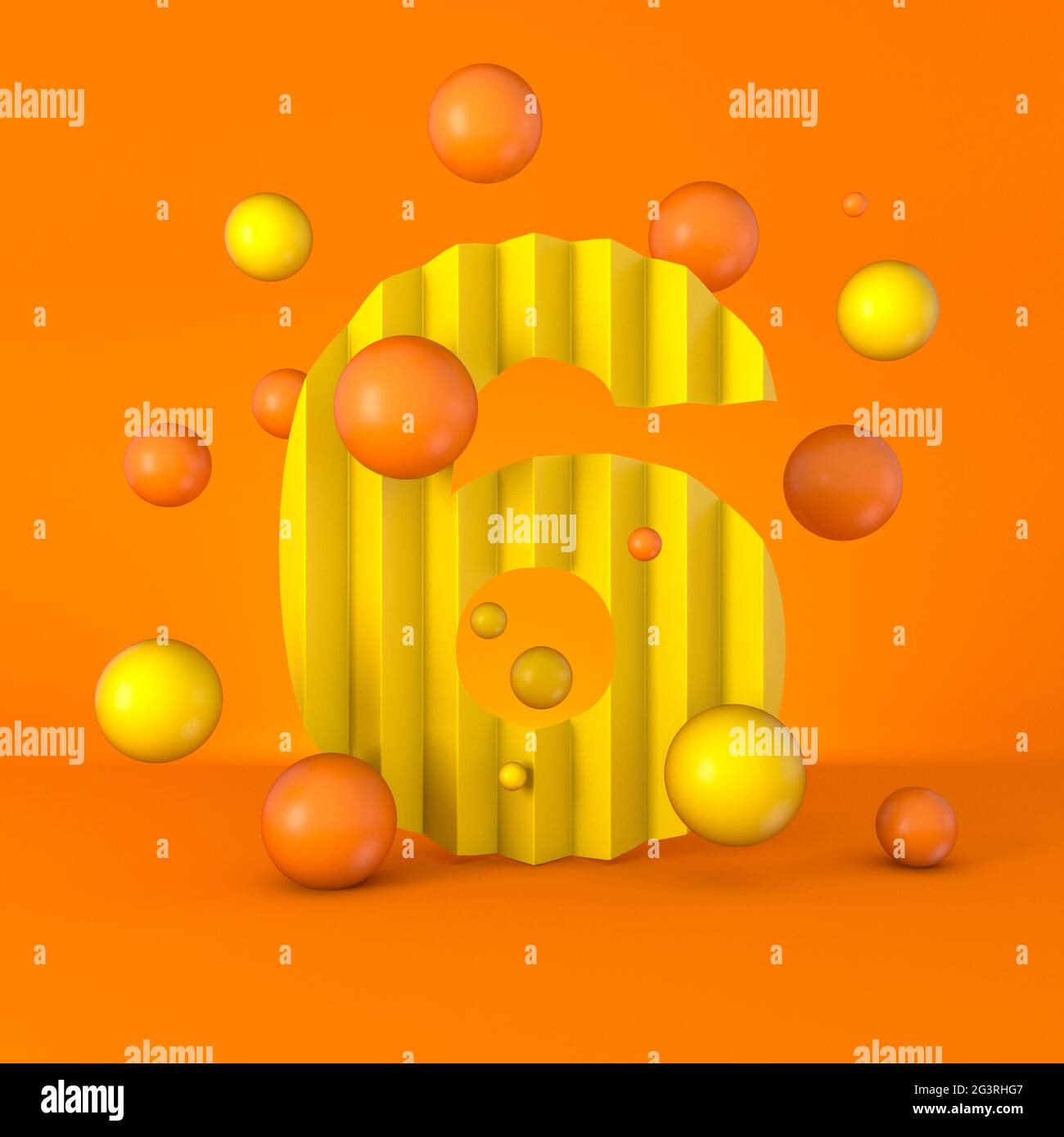 Warm minimal yellow sparkling font Number 6 SIX 3D Stock Photo - Alamy