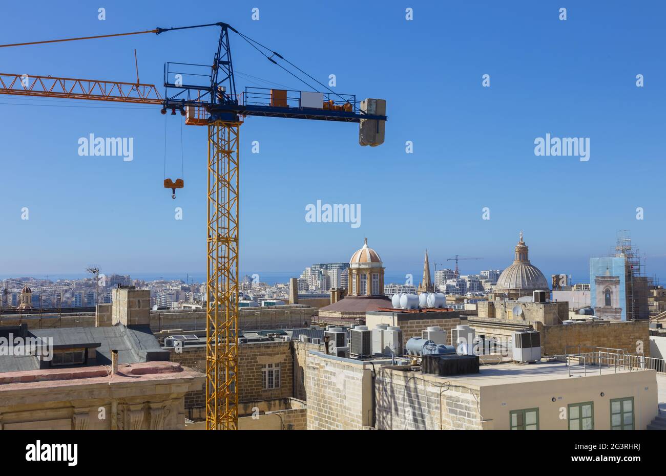 Malta Valetta construction site crane renovation reconstruction ...