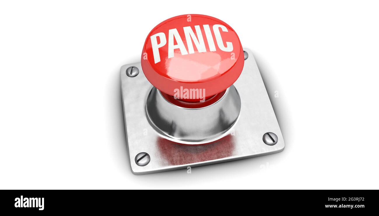 Panic button with white background Stock Photo - Alamy