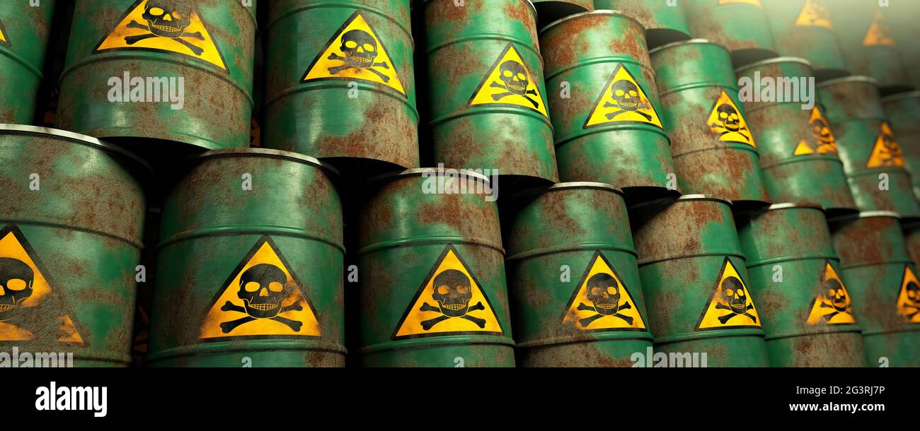 Storage with toxic waste barrels Stock Photo - Alamy