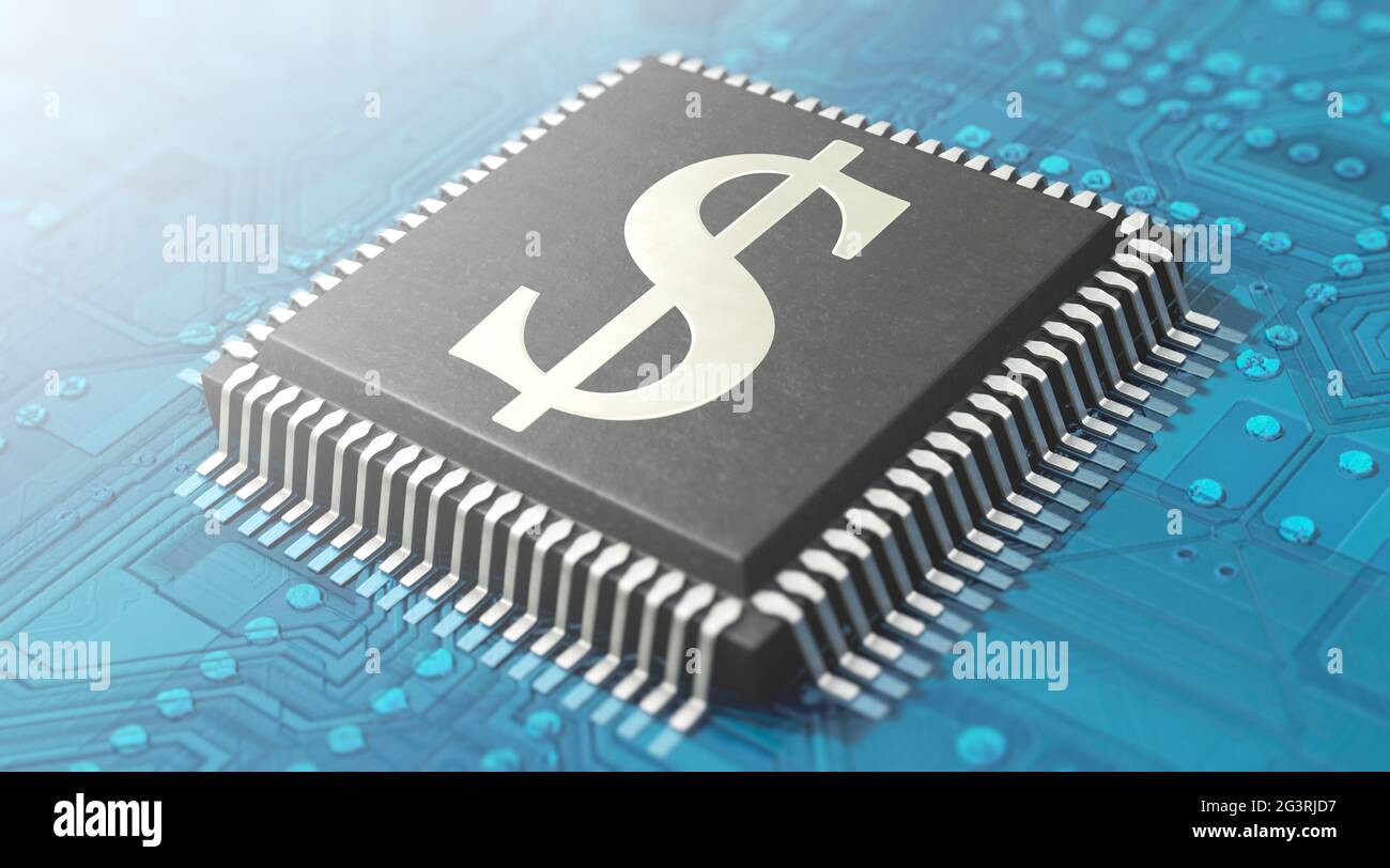 Internet and money - processor with dollar symbol Stock Photo - Alamy